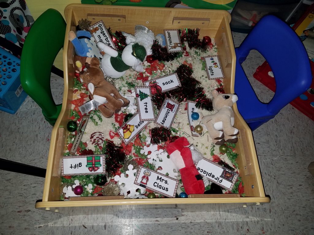 Sensory Bin – December Edition – Christmas Literacy Centers