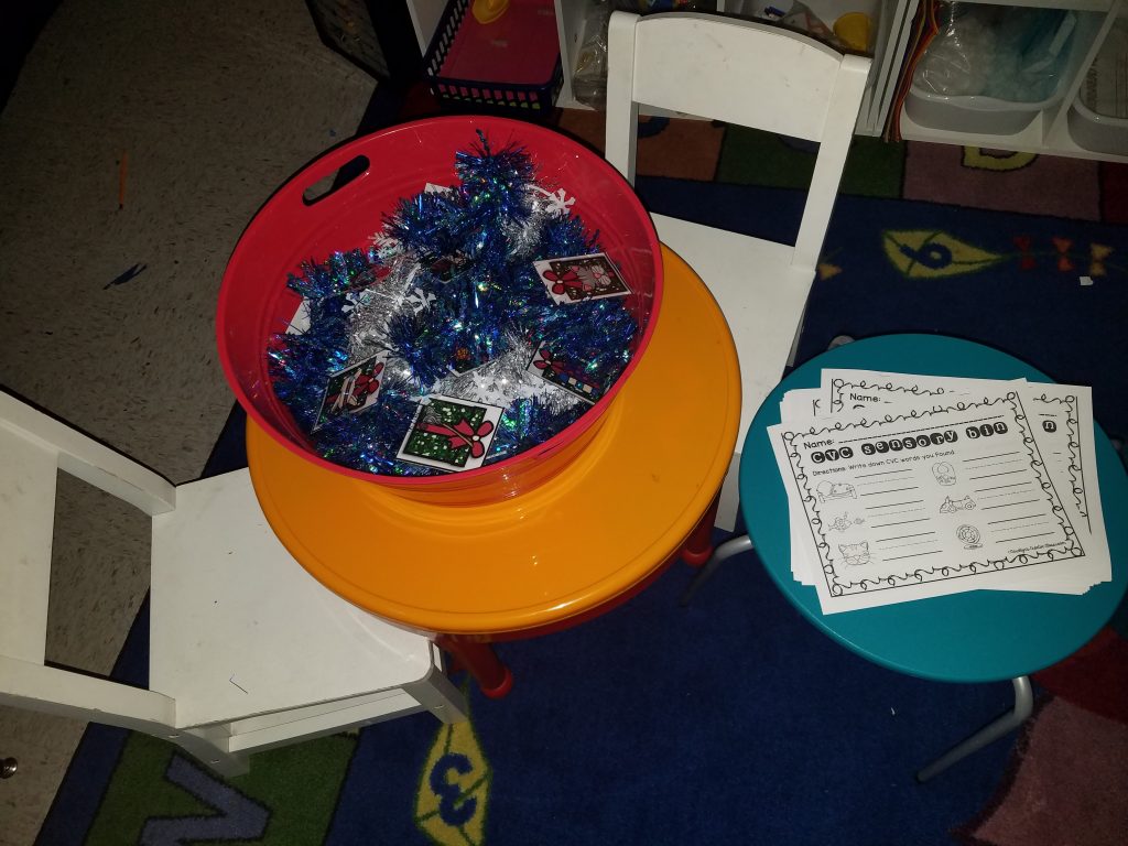 Sensory Bin – December Edition – Christmas Literacy Centers