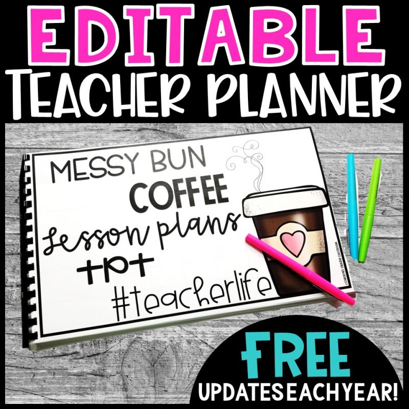 Editable Teacher Planner 2021-2022 Teacher Calendar – FREE UPDATES!