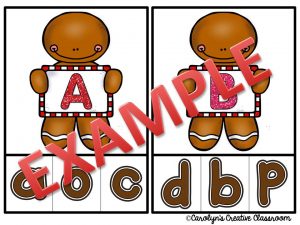 Gingerbread Alphabet Clip Cards (Lowercase and Uppercase Letters)