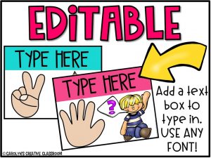 EDITABLE Hand Signal Posters, Student Reader, Teacher Book, Anchor Chart