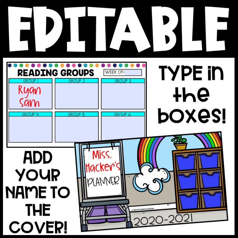 Editable Teacher Planner 2021-2022 Teacher Calendar – FREE UPDATES!