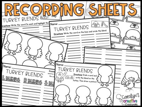 Turkey Literacy Center – Blends Center (L, R, S Blends) – Carolyn's ...
