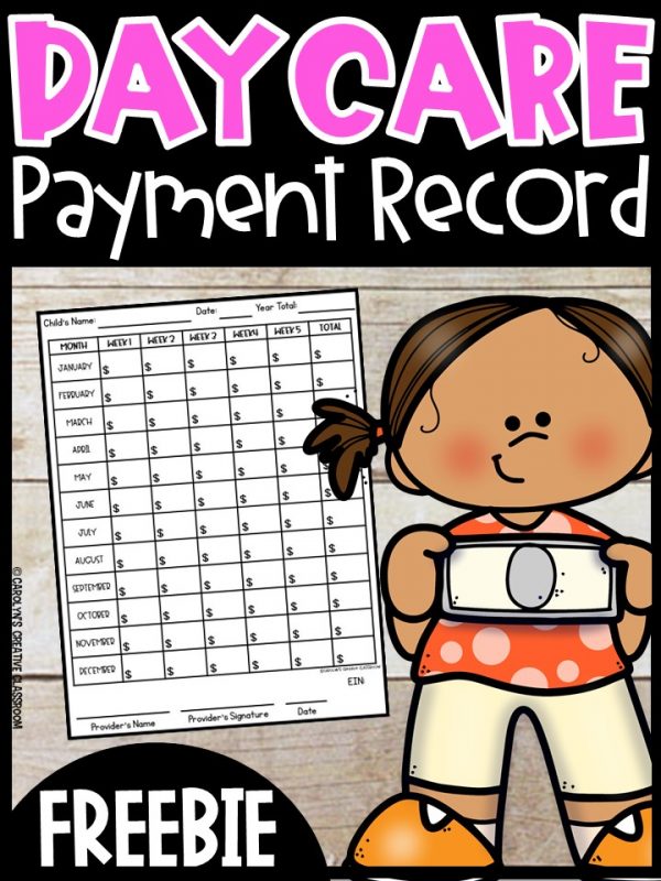 EDITABLE Daycare & Childcare Payment Record Sheet