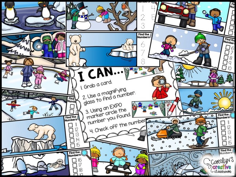I Spy Numbers 1-20 – Winter Numbers Math Center