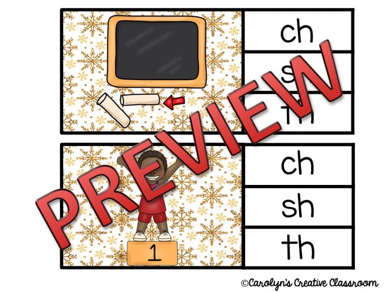 Winter Digraph Clip Cards (Lowercase and Uppercase Letters)