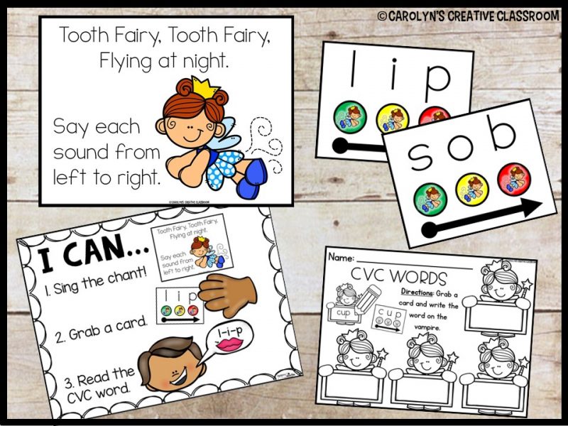 Dental Health Literacy Center – Blending CVC words Center