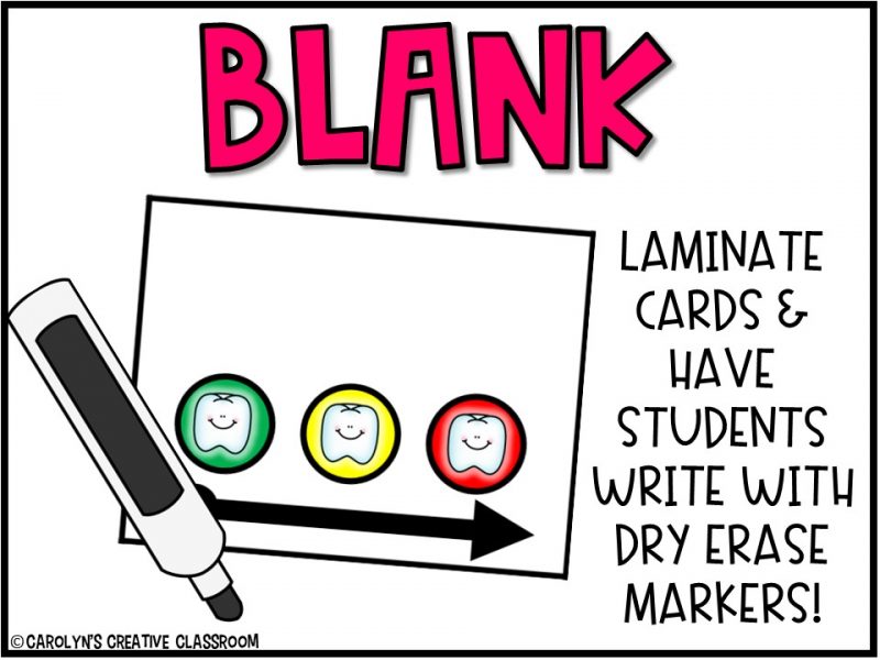 Dental Health Literacy Center – Blending CVC words Center