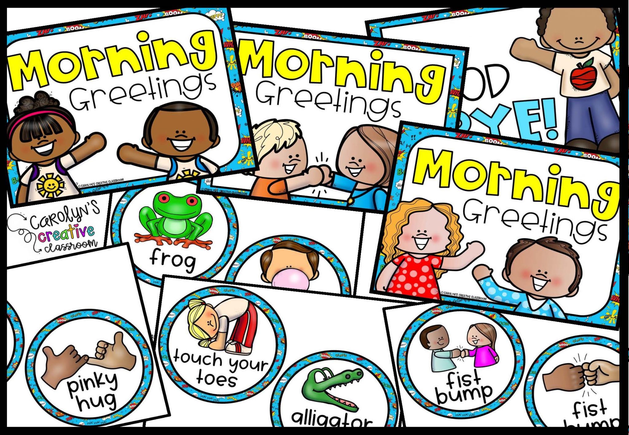 Editable Morning Greetings Choices – Greeting Signs Superhero Theme