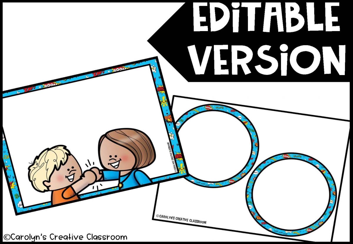 Editable Morning Greetings Choices – Greeting Signs Superhero Theme