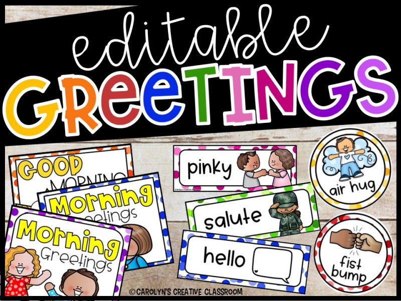 Editable Morning Greetings Choices – Greeting Signs Confetti – Bright ...