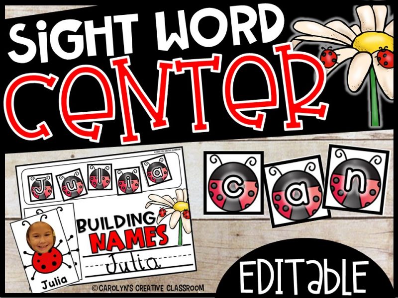 Spring Ladybug Center – Building Sight Words or Names (USE ANY WORD LIST!)