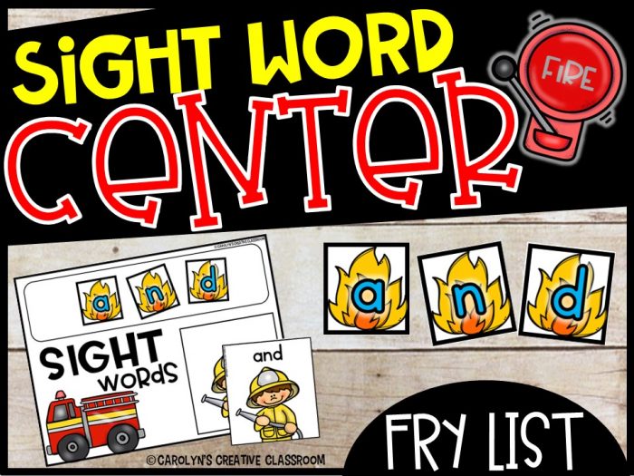 Fire Safety Literacy Center | Building Fry Sight Words | Fire Safety Theme