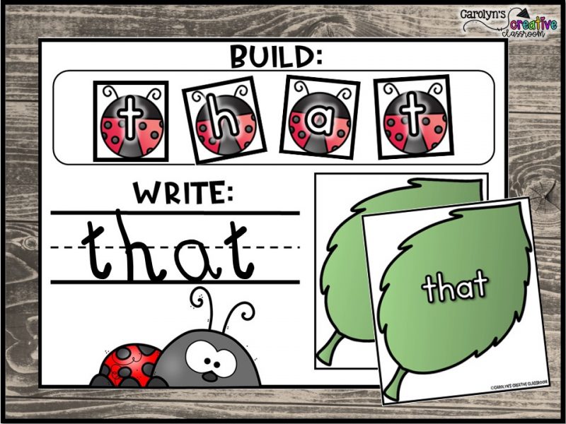 Spring Ladybug Center – Building Sight Words or Names (USE ANY WORD LIST!)