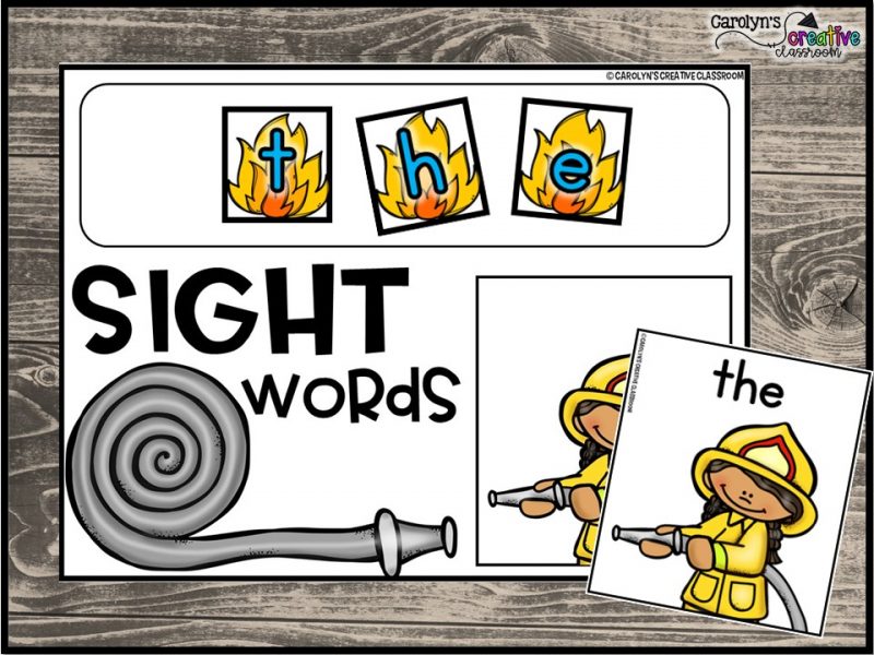 Fire Safety Literacy Center | Building Fry Sight Words | Fire Safety Theme