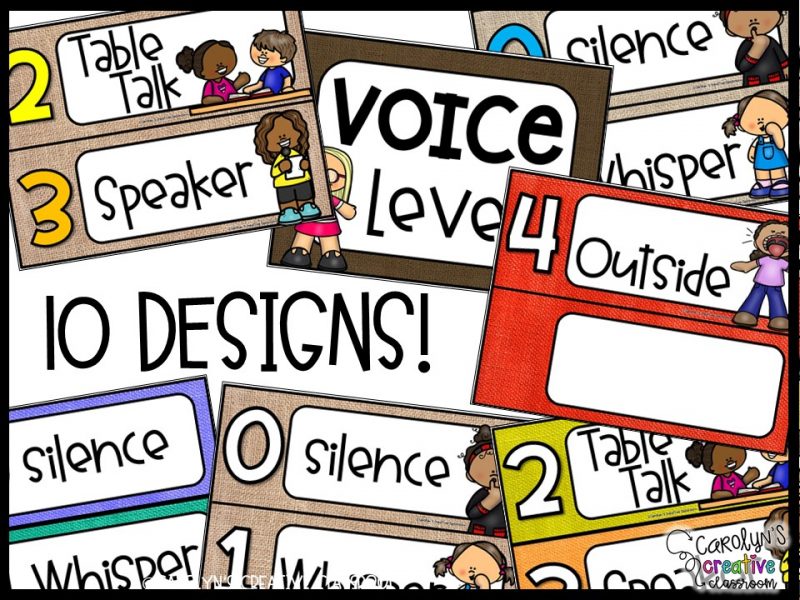 Voice Level Poster and Cards – Burlap Theme