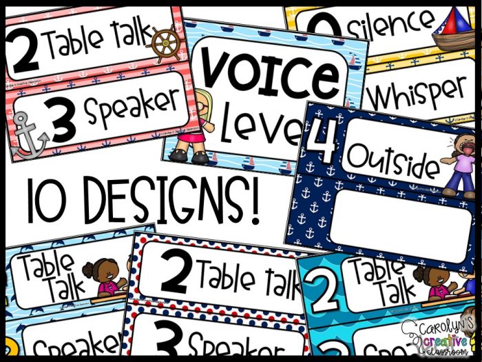 Voice Level Poster and Cards – Nautical Theme
