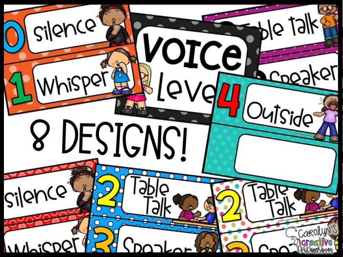 Polka Dot Theme Voice Level Poster and Cards – Polka Dot Classroom Theme