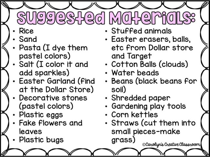 Spring Sensory Bins (April and May)