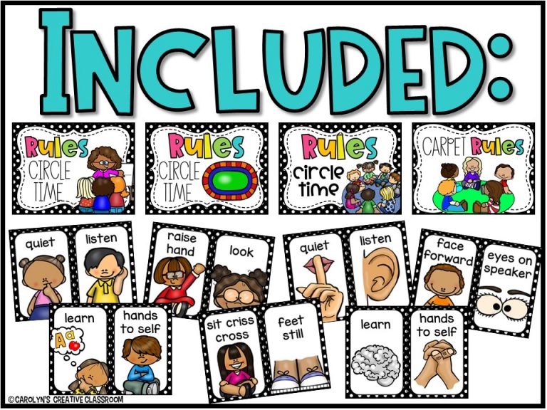 Carpet Rules Posters | Circle Time Rules Posters [Black & White Polka Dot]