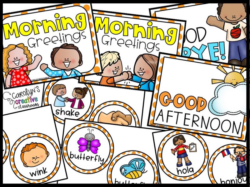 Editable Morning Greetings Choices – Greeting Signs Orange Polka Dots Theme