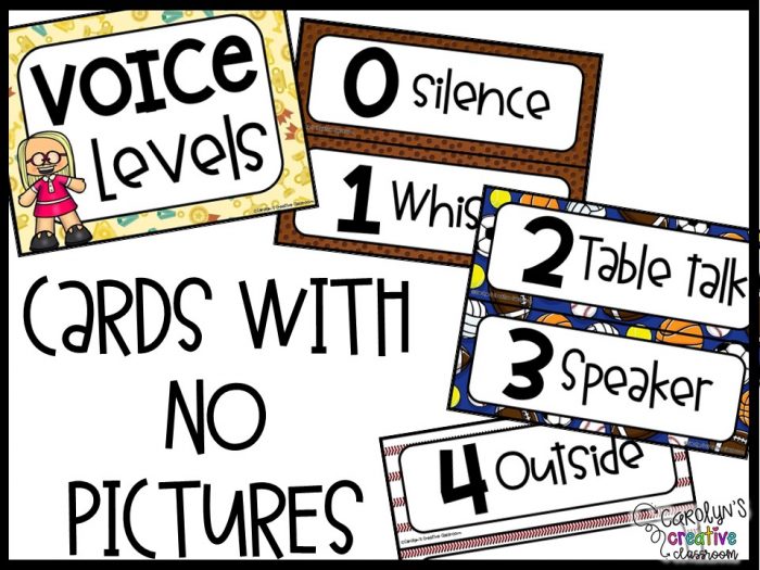 Sports Theme Voice Level Poster and Cards – Sports Classroom Theme