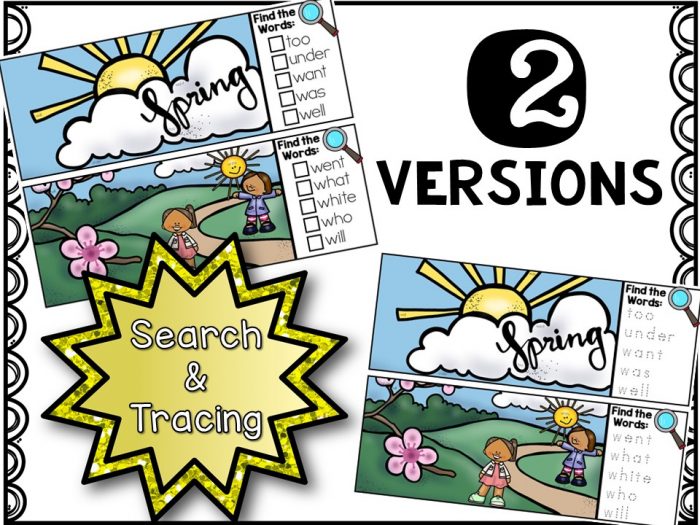 Spring I Spy Sight Words – Dolch Sight Word Literacy Center