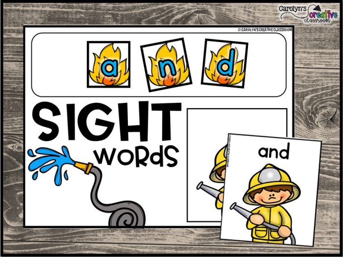Fire Safety Literacy Center | Building Fry Sight Words | Fire Safety Theme