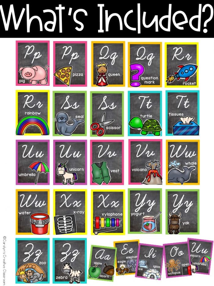 Chalkboard Bright Alphabet – Cursive Alphabet
