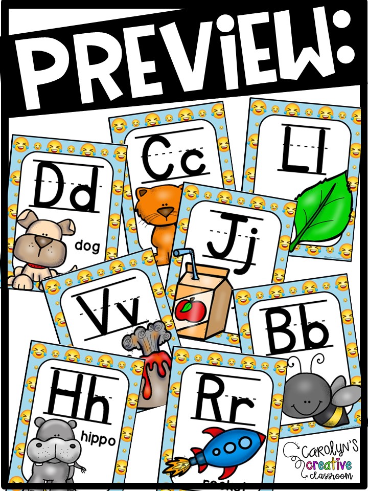 Emoji Themed Alphabet Posters | Emoji Classroom Theme