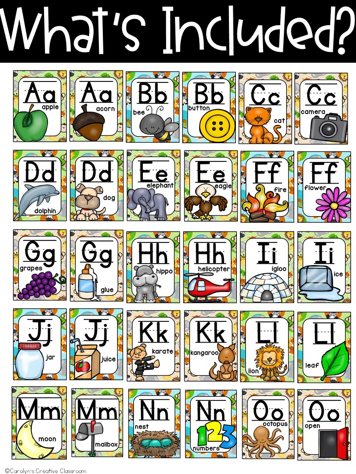 Safari Animals Alphabet Posters – Safari Classroom Decor