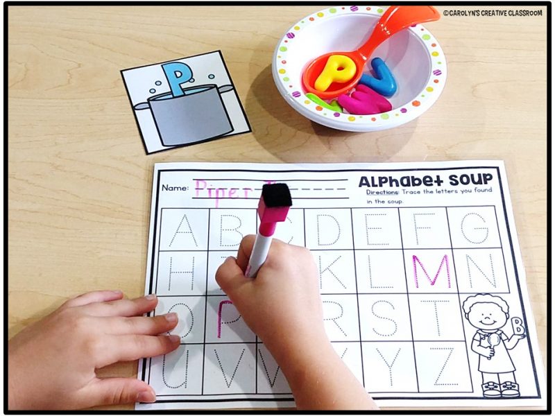 Alphabet Soup Sensory Bin | Alphabet Fine Motor Center | Cooking Theme