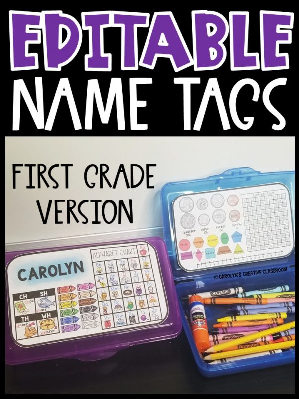 Editable Pencil Box Name Tags [First Grade Version]