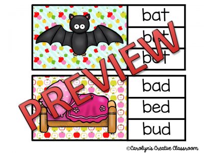 CVC Words Clip Cards – Apples/ Johnny Appleseed Theme – Carolyn's ...