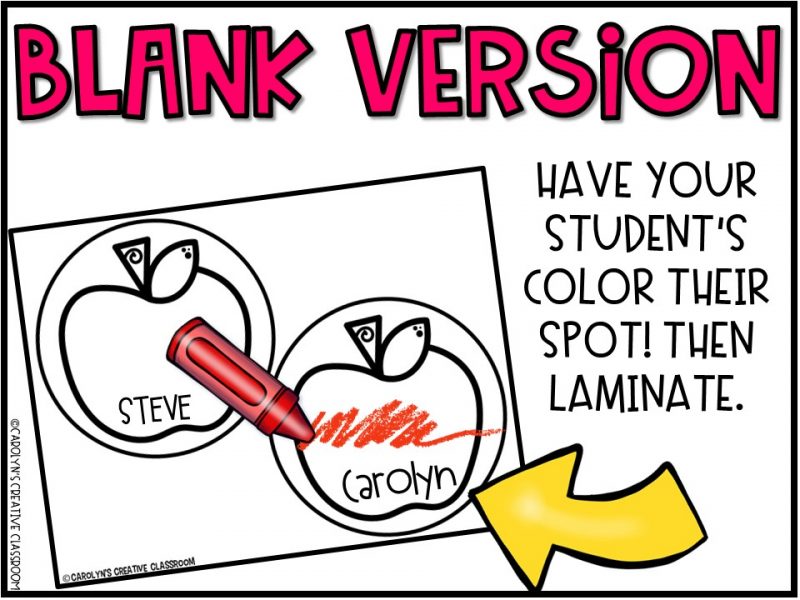 Carolyn’s Editable Line Up Dots – Line Up Tool – Line Up Numbers (Apples)