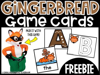 Gingerbread Game Cards FREEBIE: Catch the Fox Game