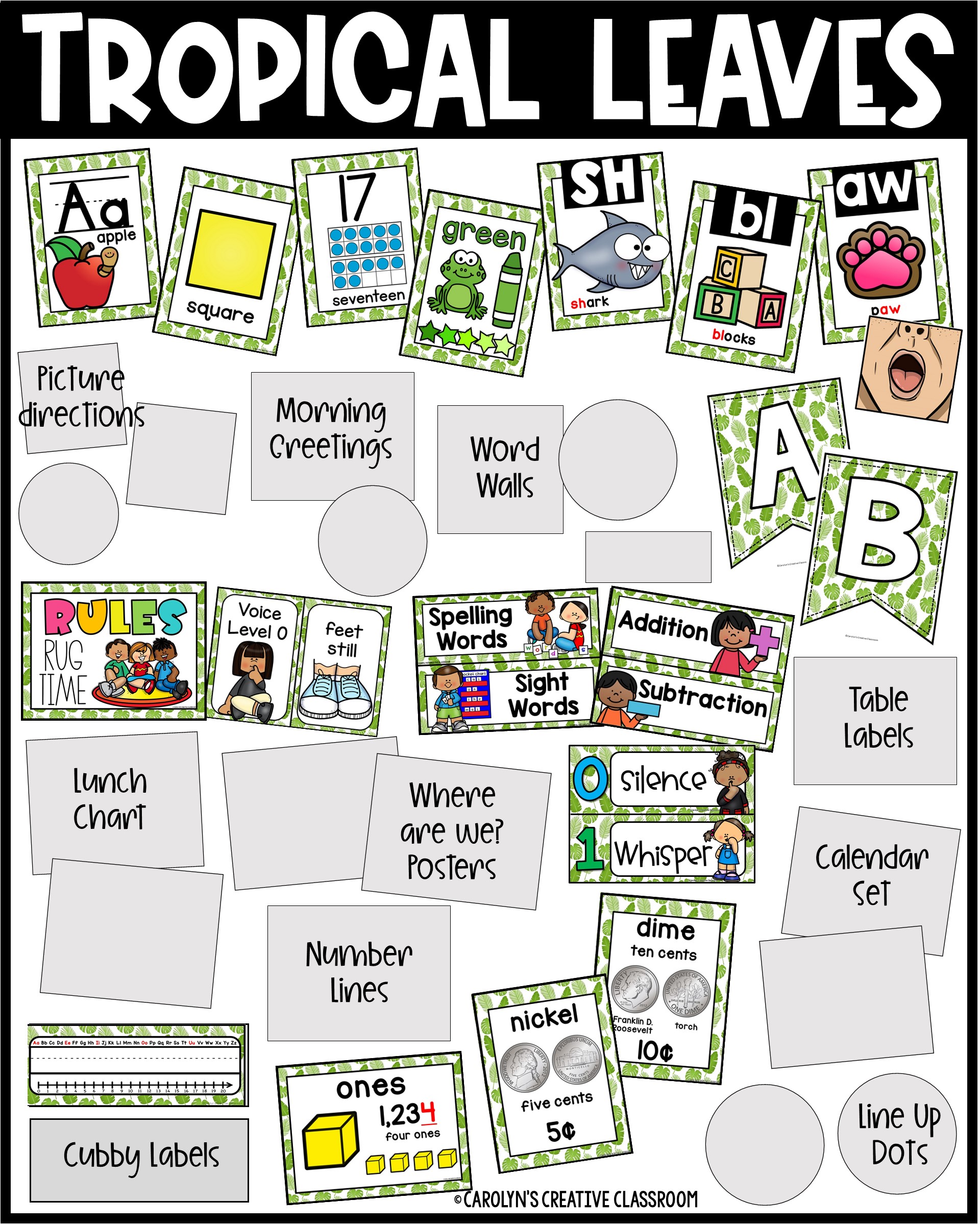 Tropical Leaves – Set# 1 – Carolyn's Creative Classroom