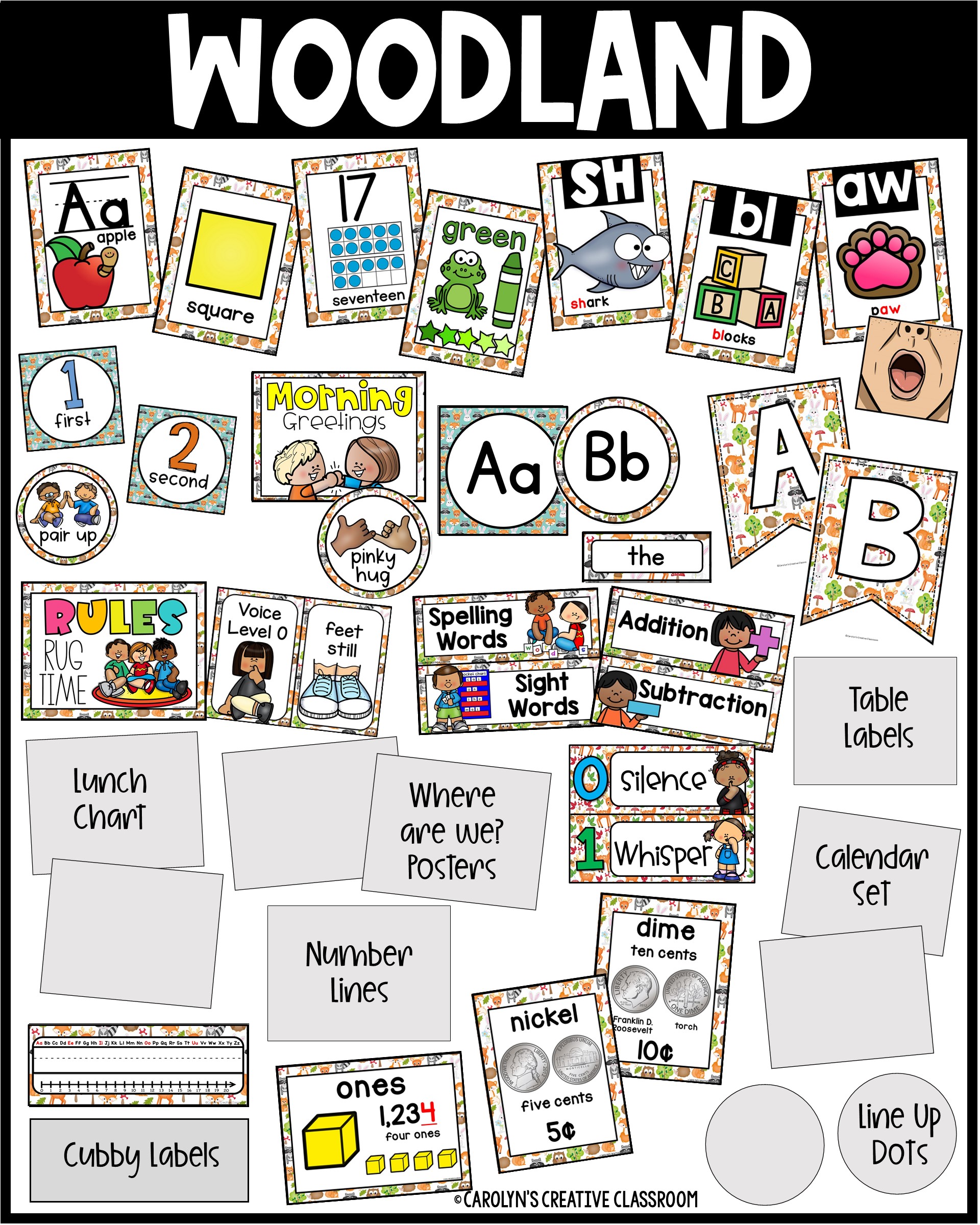 Woodland Décor – Set# 2 – Carolyn's Creative Classroom