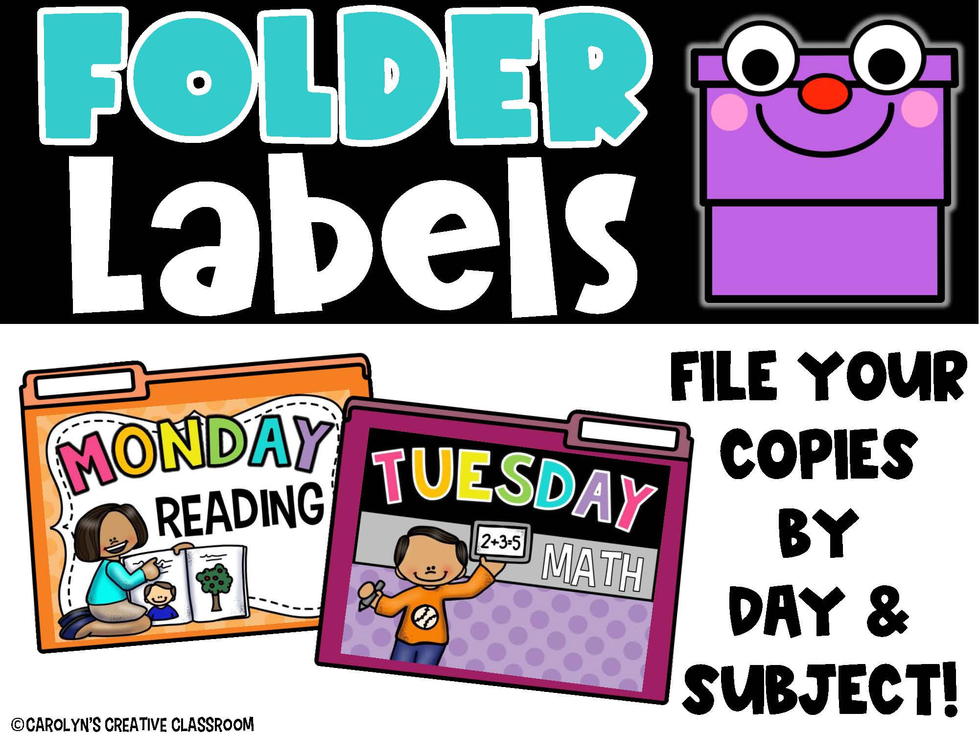 File Folders – File your copies by subject and day! Organizational ...