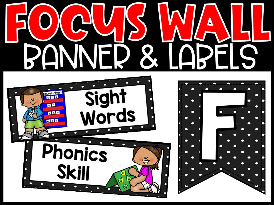 Polka Dot Black and White 2 Reading Focus Wall and Banner