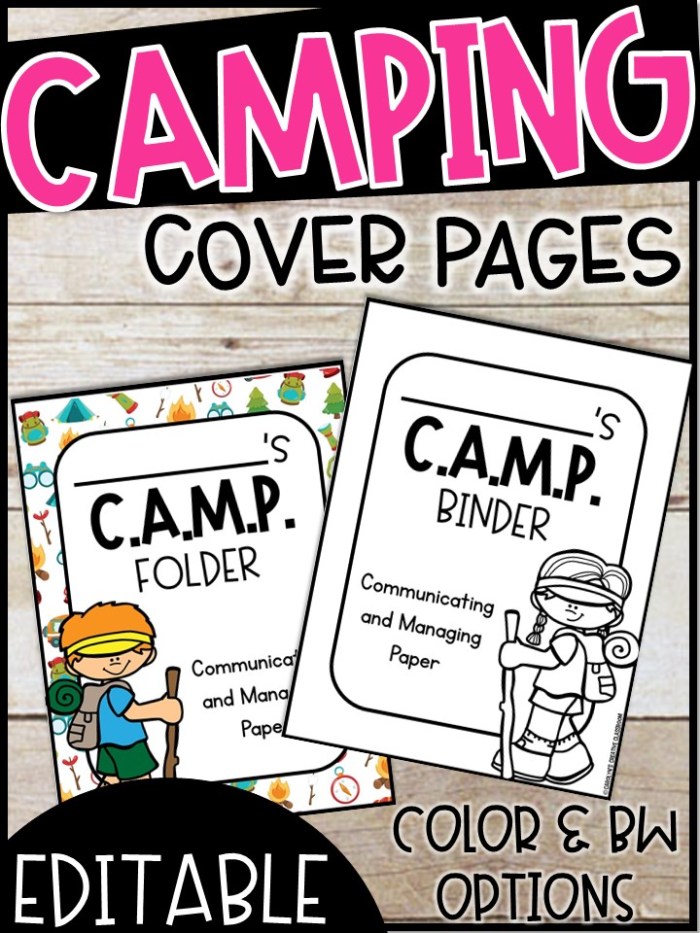 EDITABLE C.A.M.P. Cover Pages (Folder & Binder) Camping Themed Binder ...