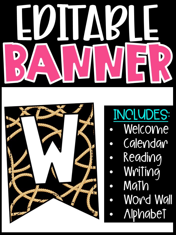 Editable Classroom Banners – Match Your Classroom Theme [Cowboy 4]