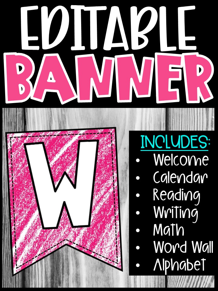 Editable Classroom Banners – Match Your Classroom Theme [Crayon Scribbles]