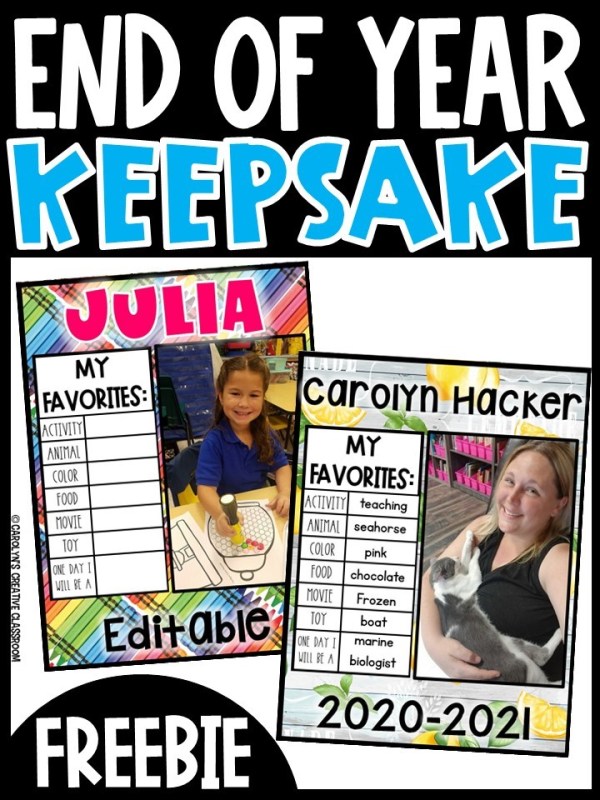 End of the Year Keepsake – Editable picture & Layout FREEBIE [Vertical ...