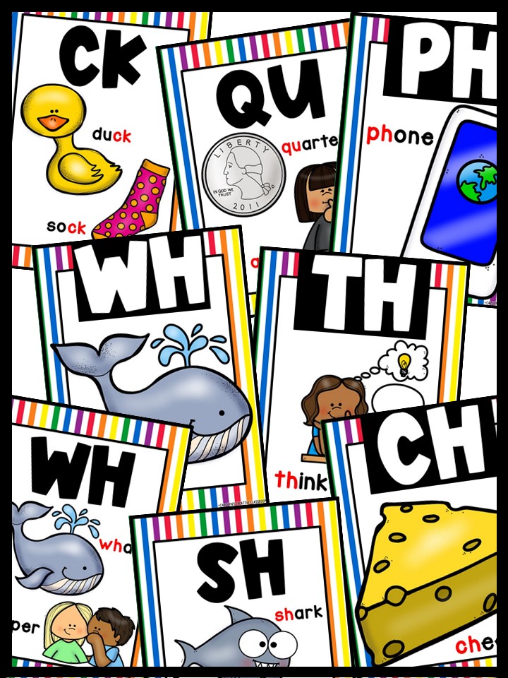 Rainbow 5 Digraph Posters – Sound Wall Digraphs