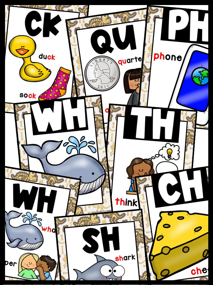 Dinosaur 2 Digraph Posters – Sound Wall Digraphs