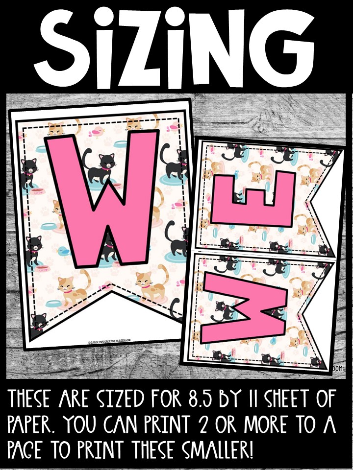 Editable Classroom Banners – Match Your Classroom Theme [Cats 1]