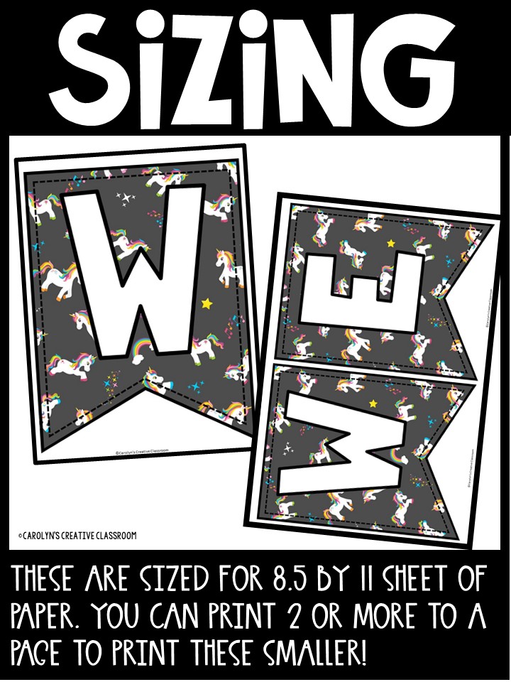 Editable Classroom Banners – Match Your Classroom Theme [Unicorn]