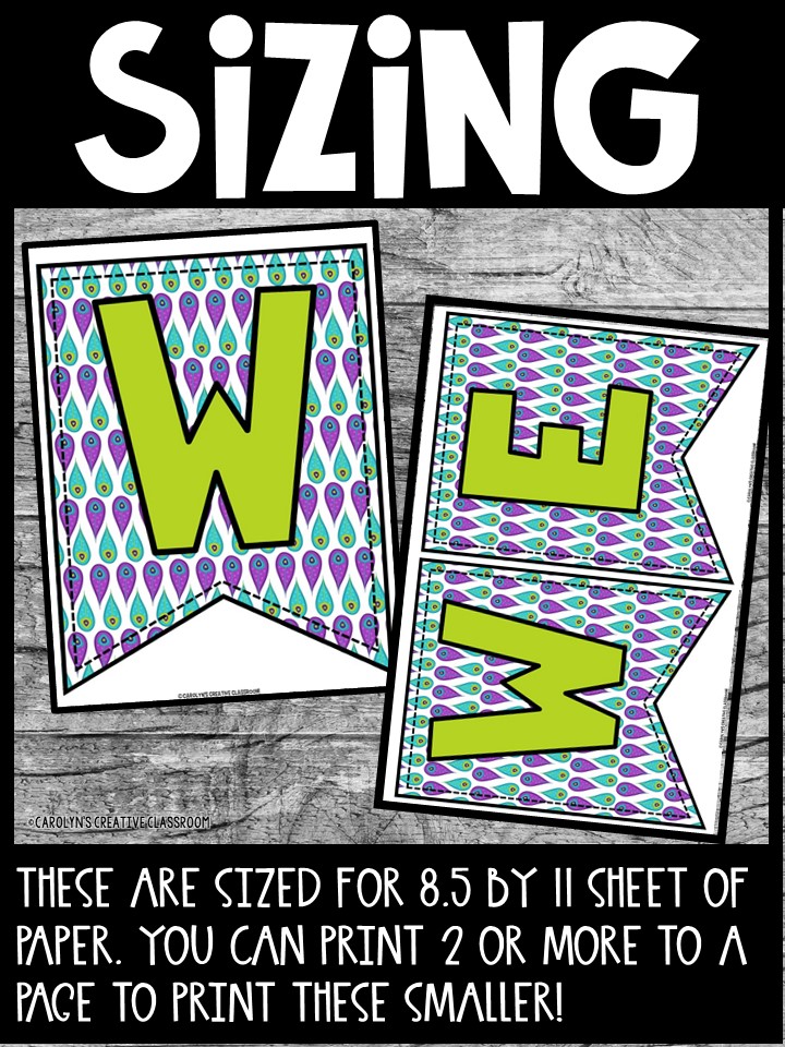 Editable Classroom Banners – Match Your Classroom Theme [Peacock]