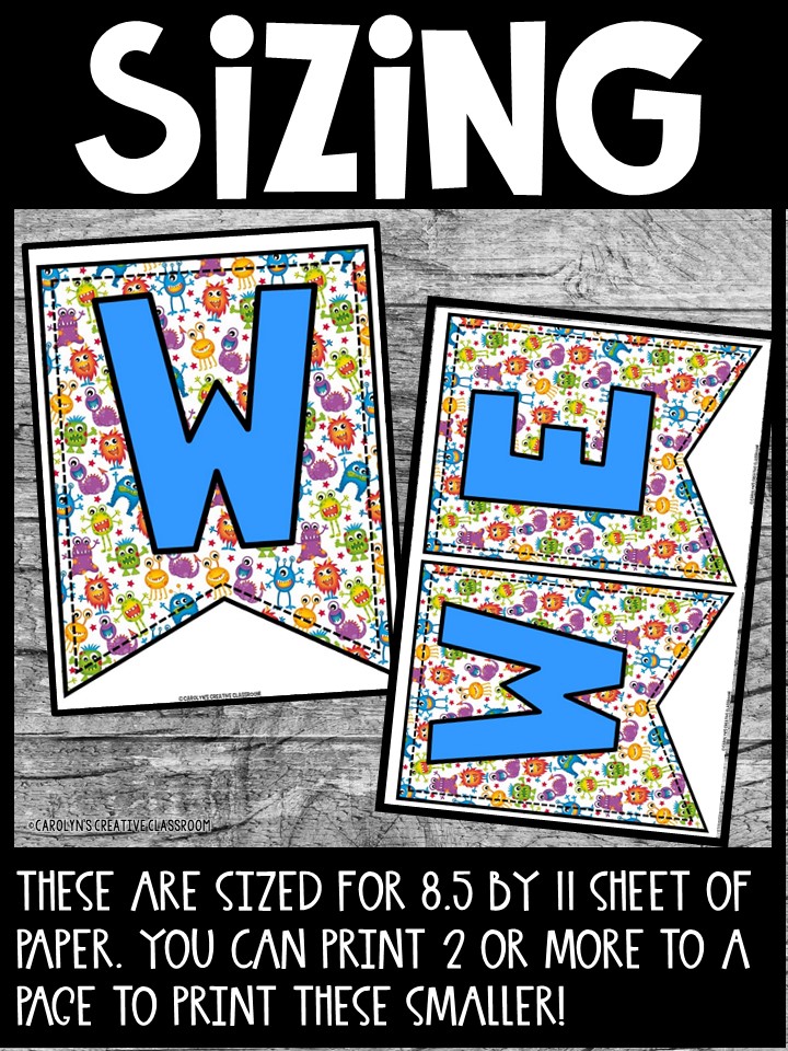 Editable Classroom Banners – Match Your Classroom Theme [Monster 2]